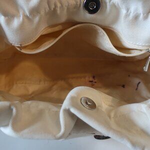 Longchamp | Bags | Authentic Womens Longchamp Cream Tan Canvas Button ...
